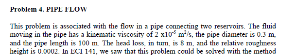Problem 4. PIPE FLOW This problem is associated with | Chegg.com