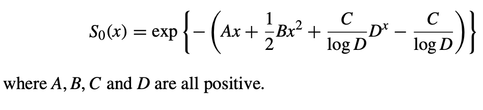 Solved S0(x)=exp{−(Ax+21Bx2+logDCDx−logDC)} where A,B,C and | Chegg.com
