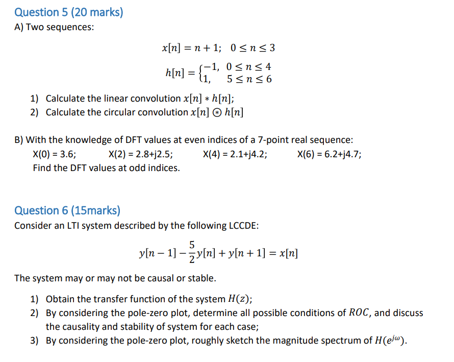 Solved Question 5 (20 marks) A) Two sequences: | Chegg.com