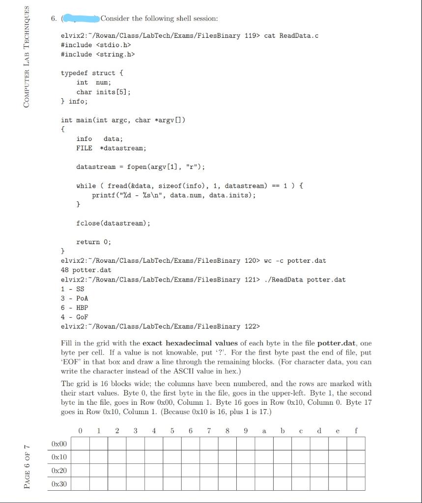 6. COMPUTER LAB TECHNIQUES Consider the following | Chegg.com