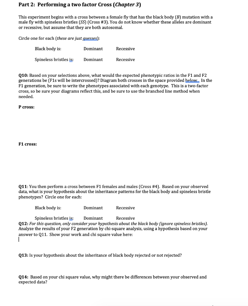 Part 2: Performing a two factor Cross (Chapter 3) | Chegg.com
