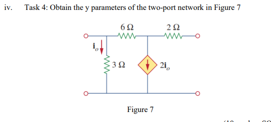 Solved iv. Task 4: Obtain the y parameters of the two-port | Chegg.com