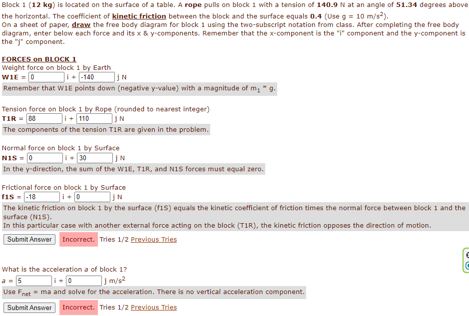 Solved Block 1 (12 kg) is located on the surface of a table. | Chegg.com