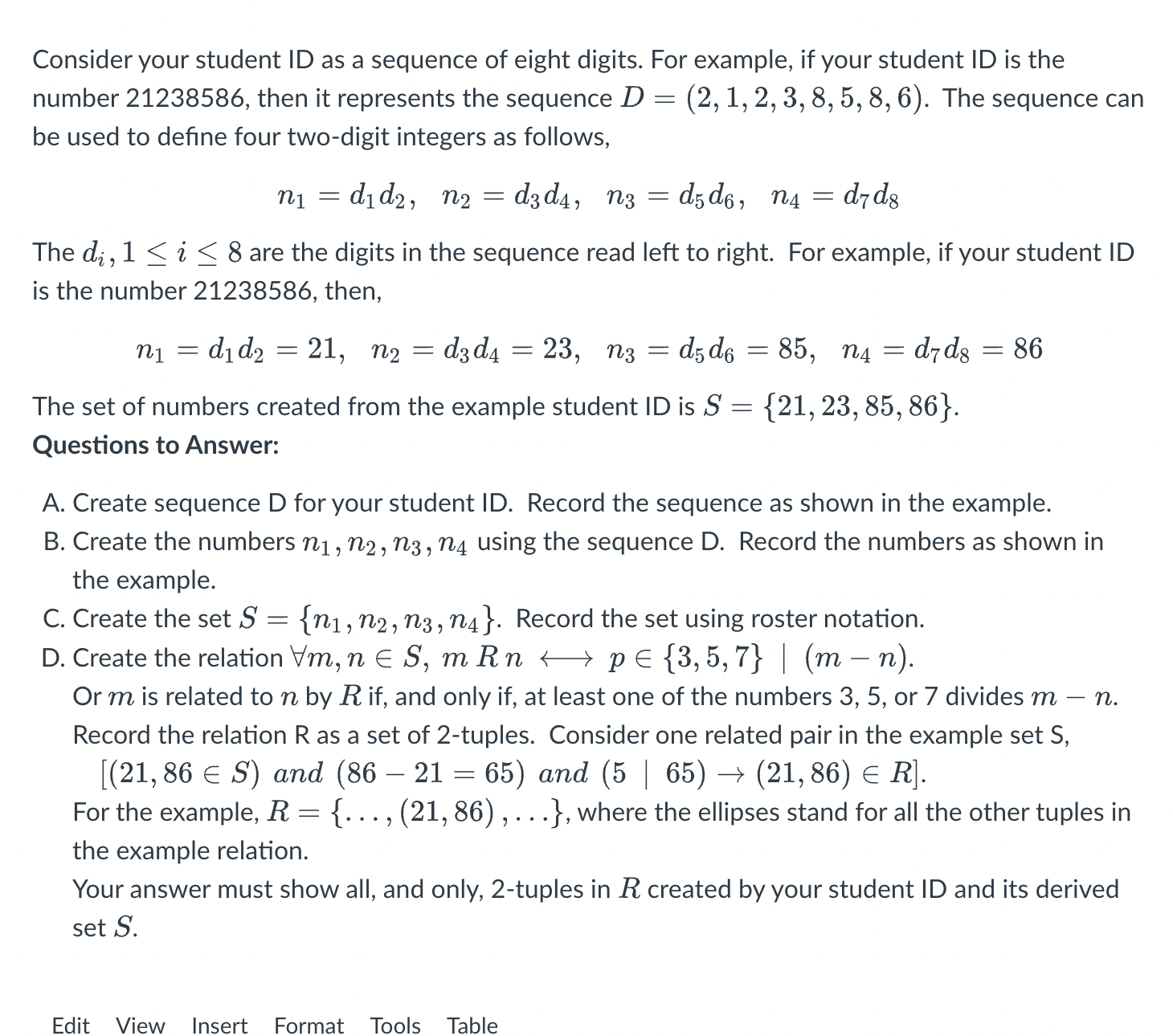Solved Consider your student ID as a sequence of eight | Chegg.com