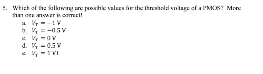 Solved 5. Which of the following are possible values for the | Chegg.com