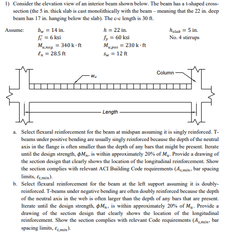 Select flexural reinforcement for the beam at midspan | Chegg.com