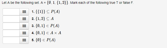 Solved Let A be the following set. A 0, 1, 1,2. Mark each of | Chegg.com