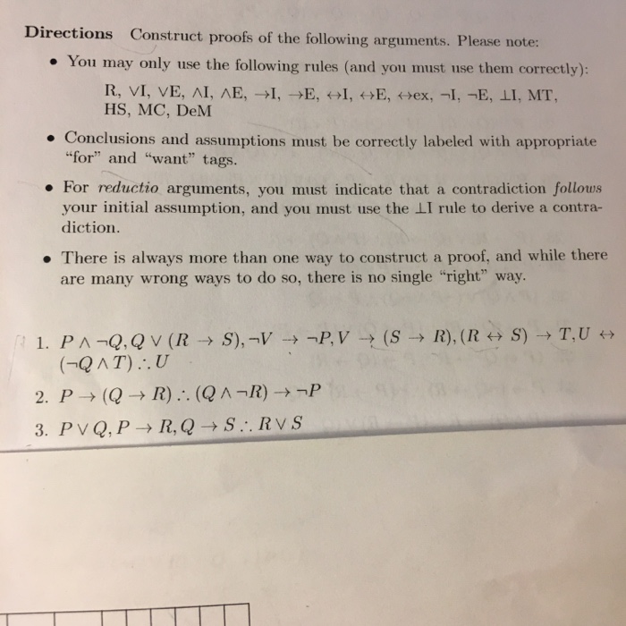 Solved Directions Construct proofs of the following | Chegg.com