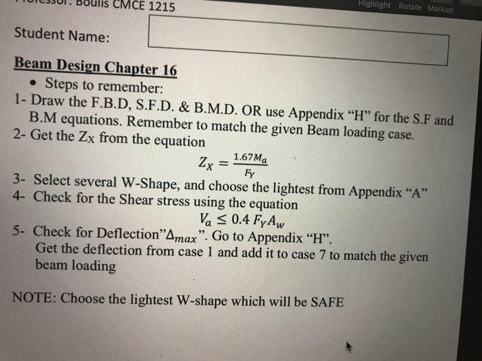 Solved . Select the lightest W-Shape for the beam Shown. | Chegg.com