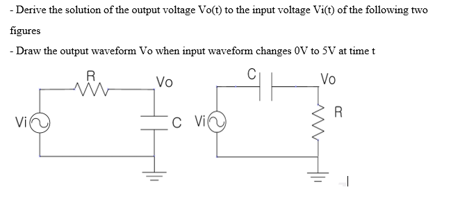 Solved - Derive the solution of the output voltage Vo(t) to | Chegg.com
