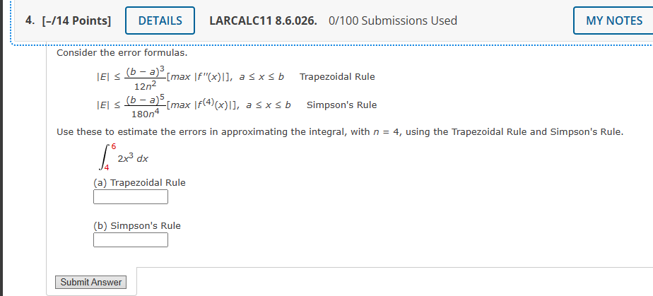 Solved Consider the error formulas. | Chegg.com