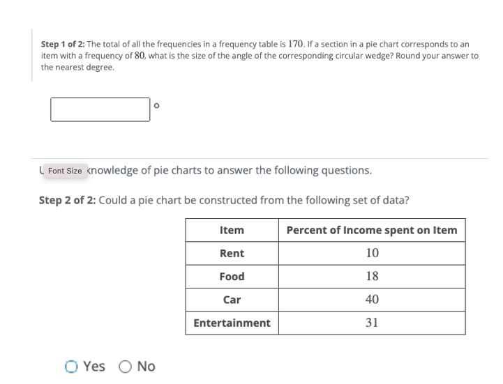 Solved Step 1 of 2: The total of all the frequencies in a | Chegg.com