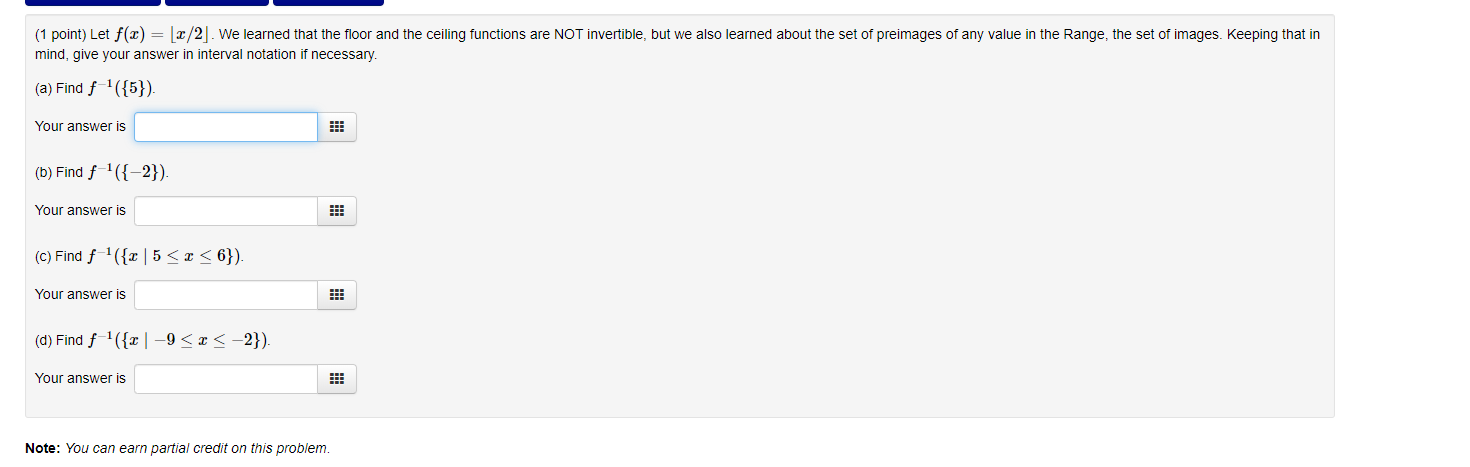 Solved (1 point) Let f(x) = [2/2]. We learned that the floor | Chegg.com
