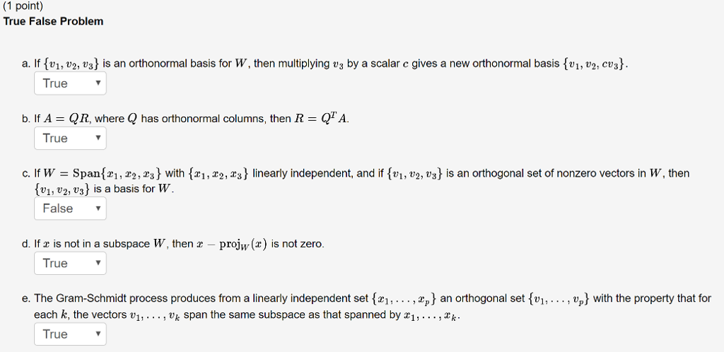 Solved T/F: Questions first: and then example of wrong | Chegg.com