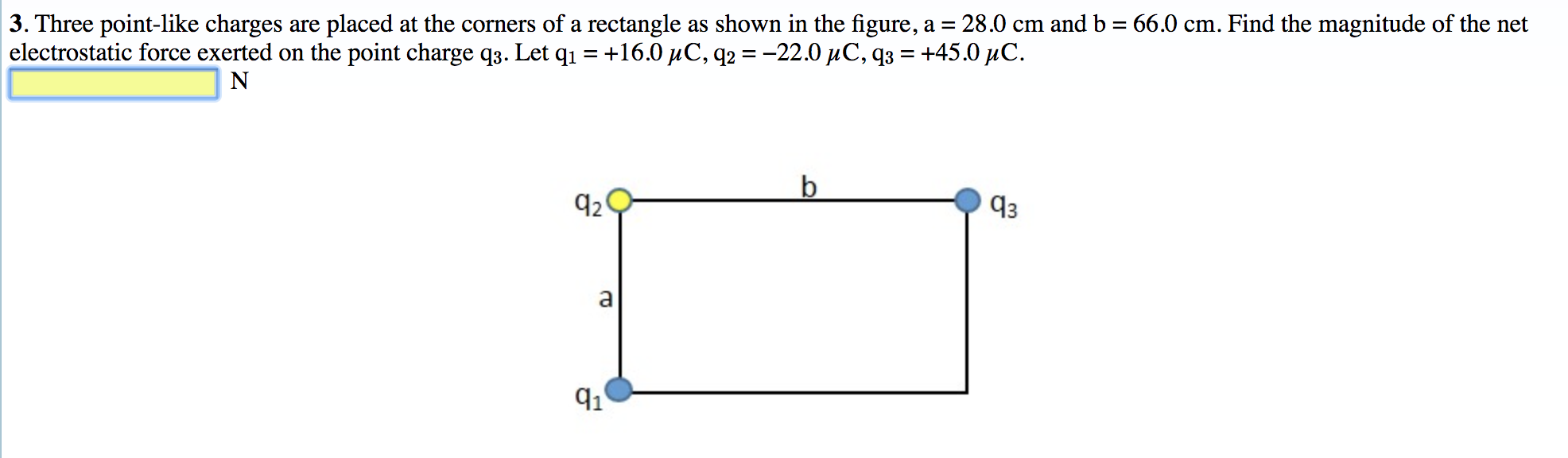 Solved 3. Three point-like charges are placed at the corners | Chegg.com
