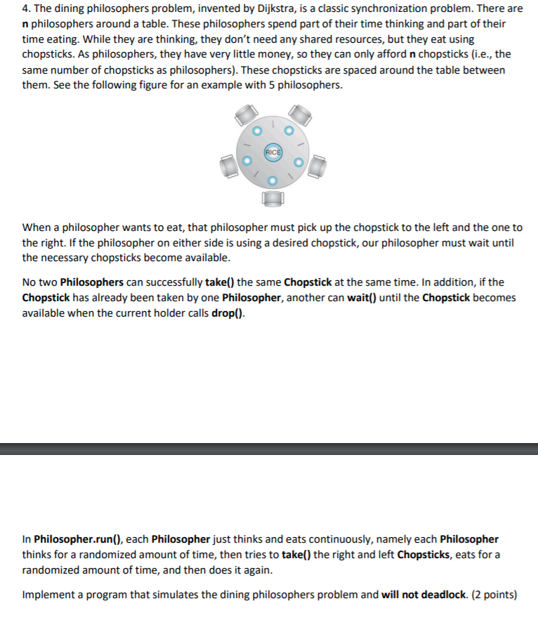 4. The dining philosophers problem, invented by | Chegg.com
