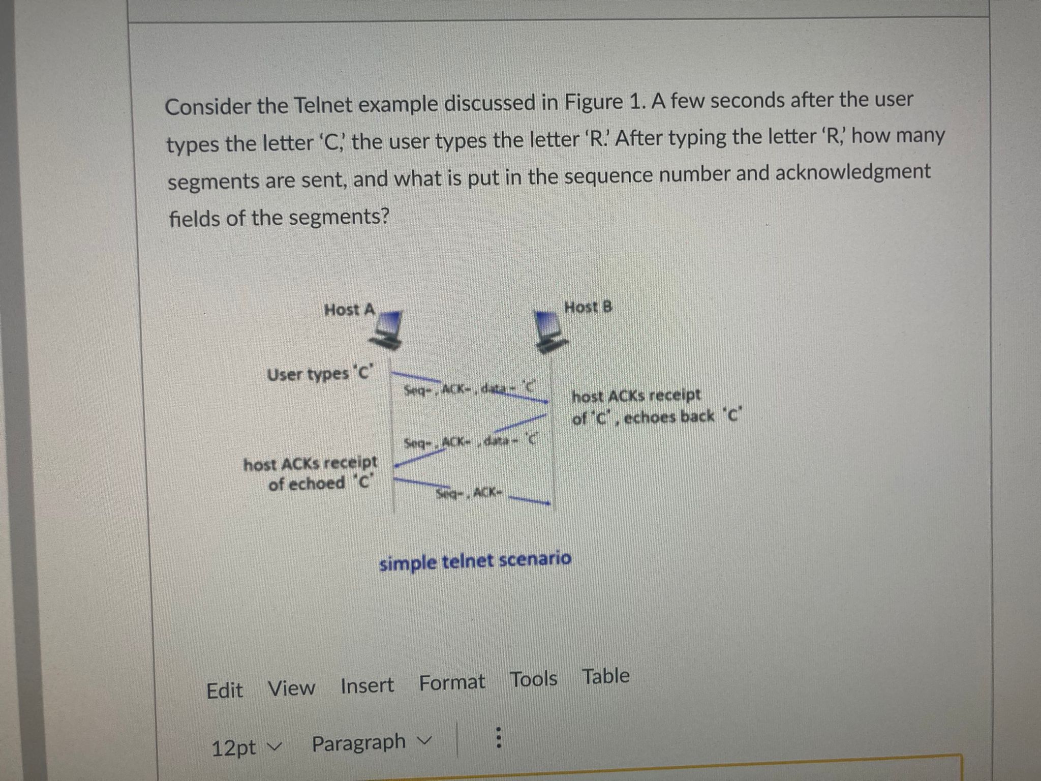 Solved Consider the Telnet example discussed in Figure 1. A | Chegg.com