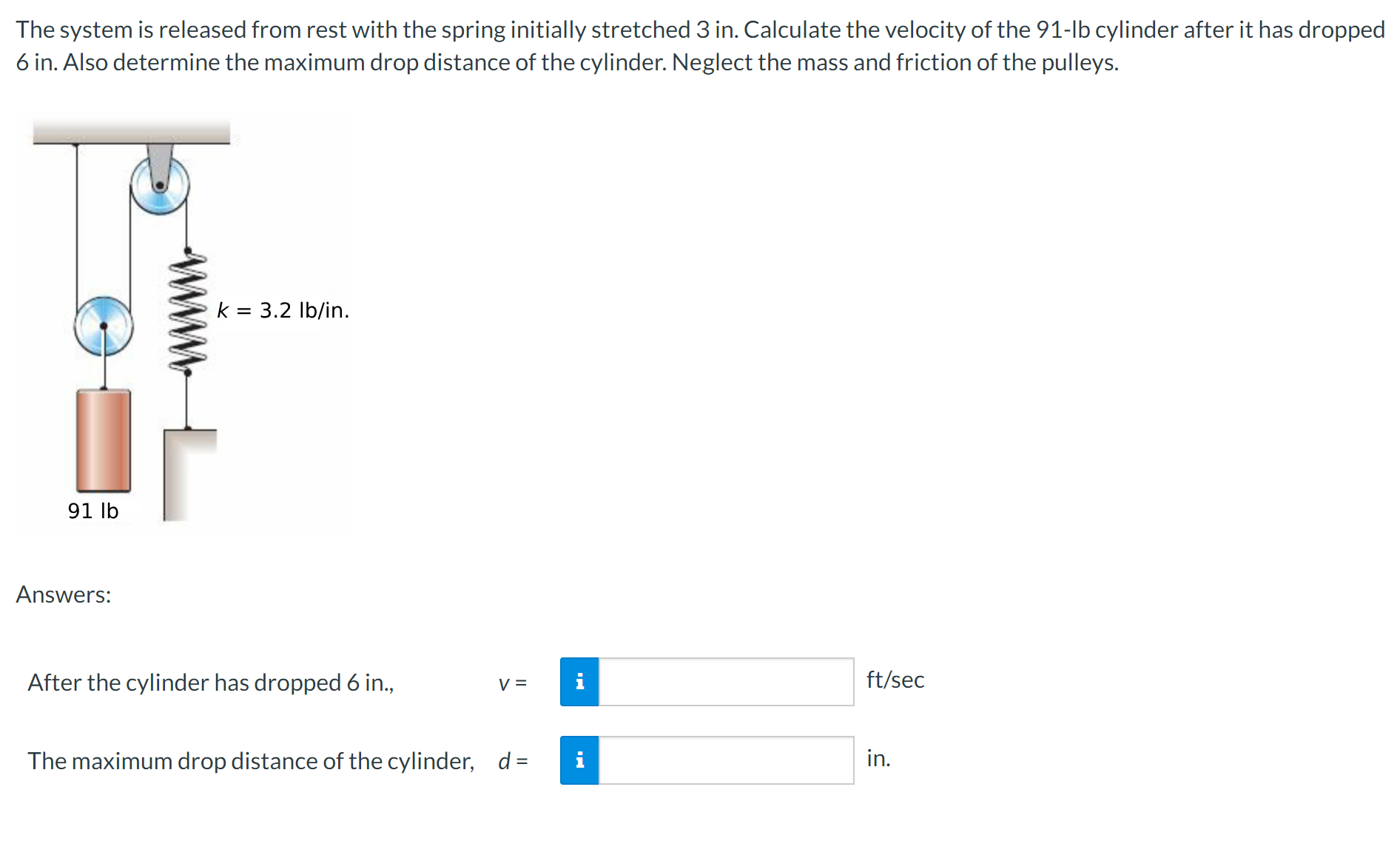 Solved The system is released from rest with the spring | Chegg.com