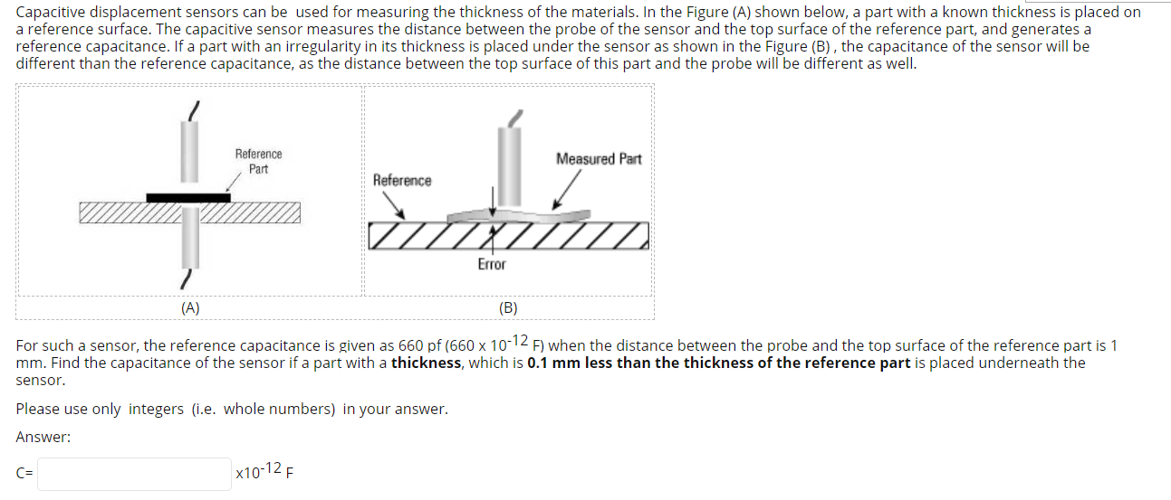 Solved Capacitive displacement sensors can be used for | Chegg.com
