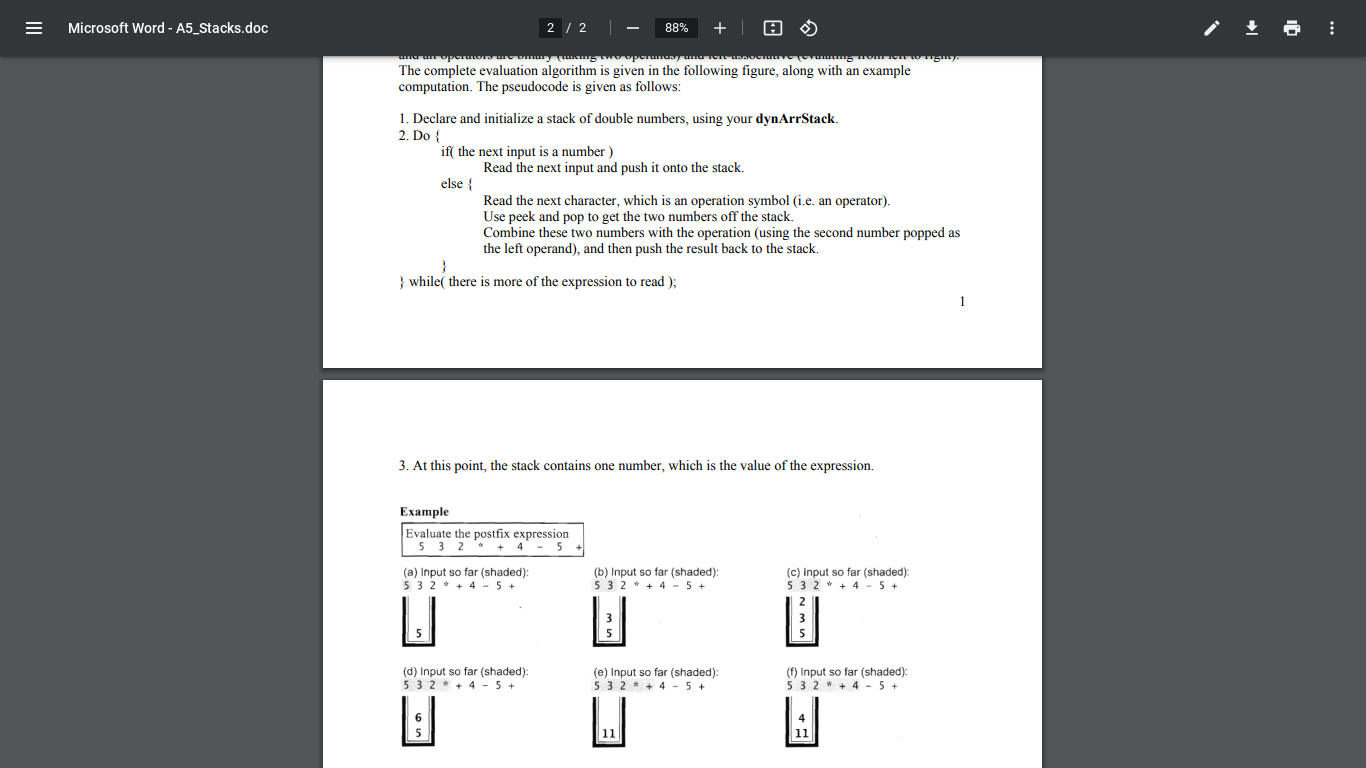 Solved Microsoft Word - A5_Stacks.doc 1 / 2 100% + | [:] | Chegg.com