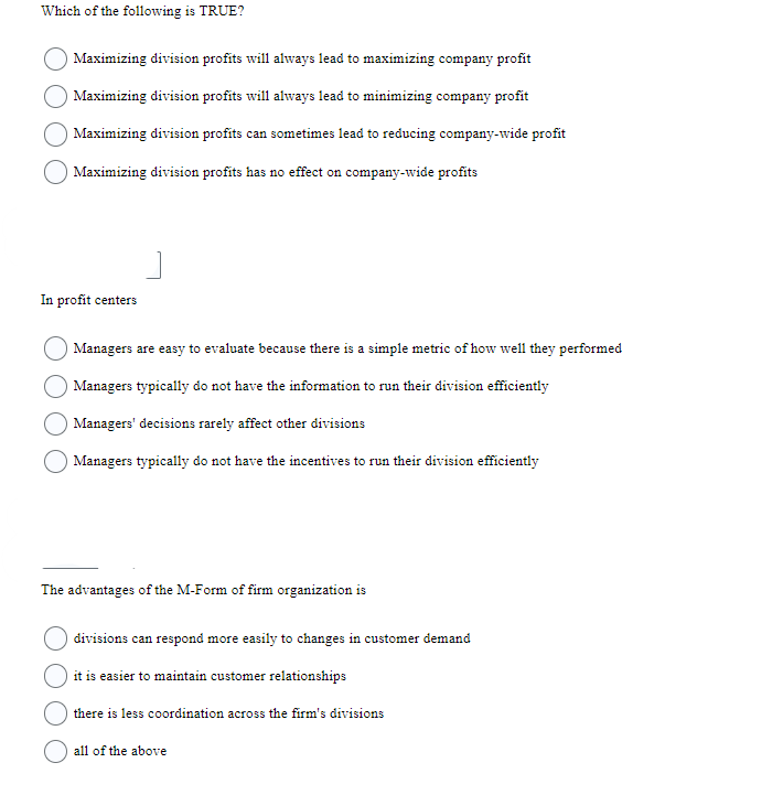 Solved Which of the following is TRUE? Maximizing division | Chegg.com Solved Which of the following is TRUE? Maximizing division | Chegg.com