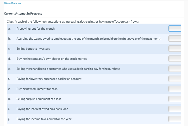 Solved Current Attempt in Progress Classify each of the | Chegg.com
