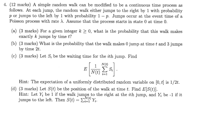 Solved (12 marks) A simple random walk can be modified to be | Chegg.com
