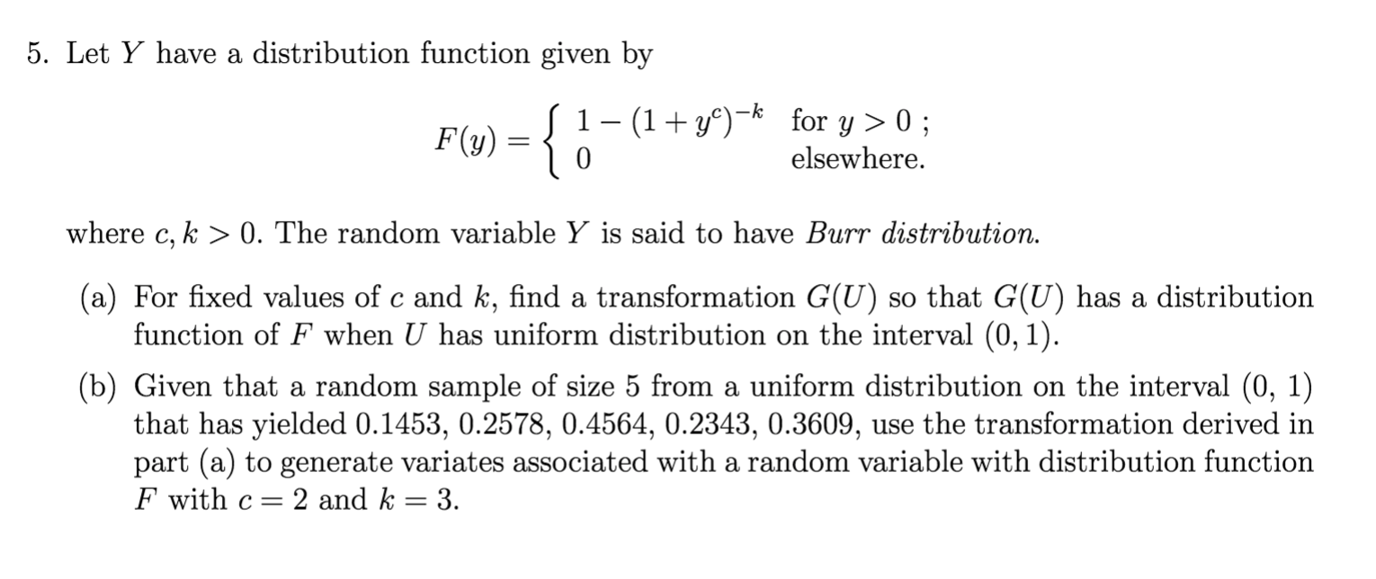 Solved 5. Let Y have a distribution function given by F(j) = | Chegg.com Solved 5. Let Y have a distribution function given by F(j) = | Chegg.com