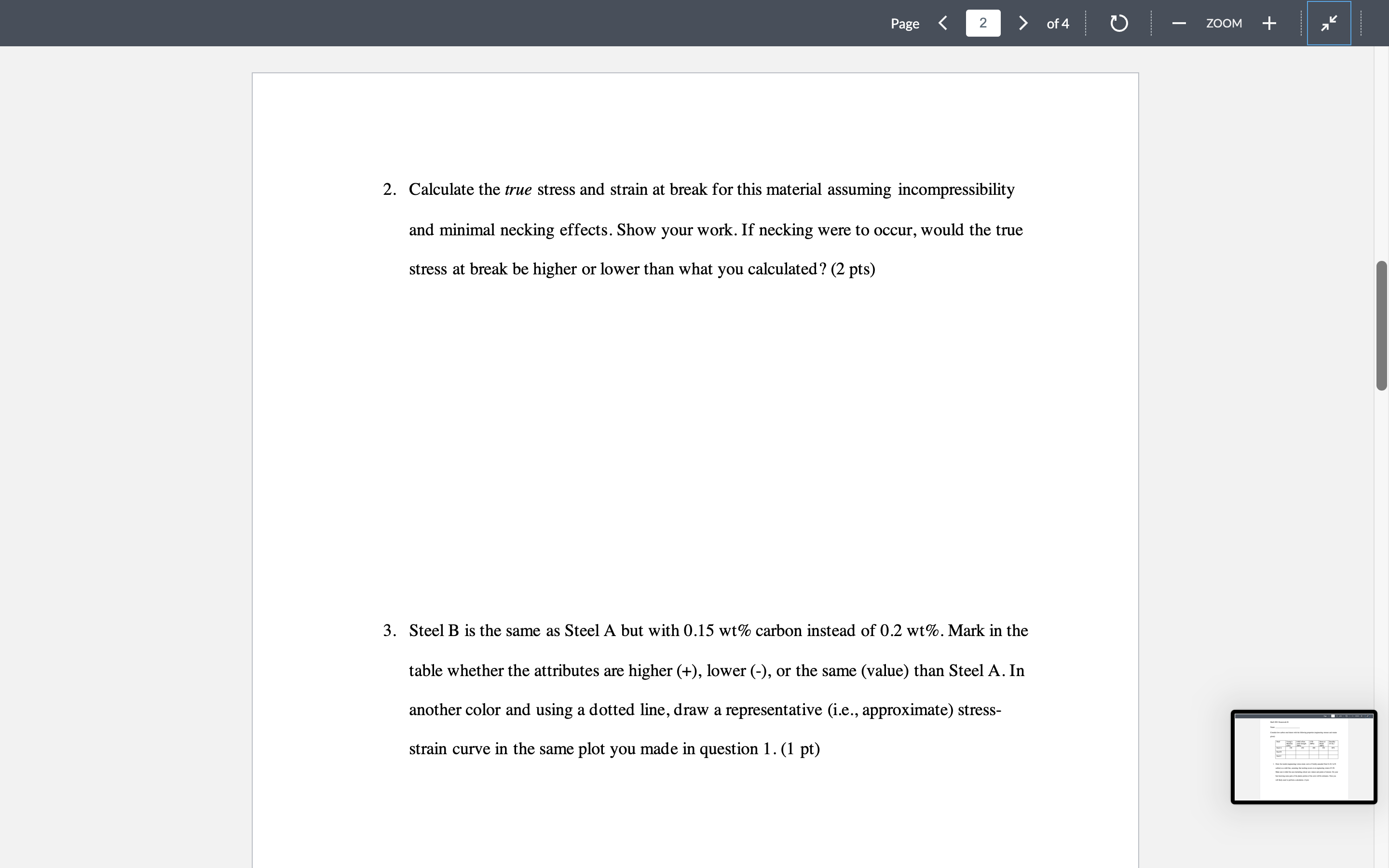 Solved 2. Calculate the true stress and strain at break for | Chegg.com