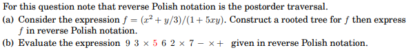 Solved For this question note that reverse Polish notation | Chegg.com