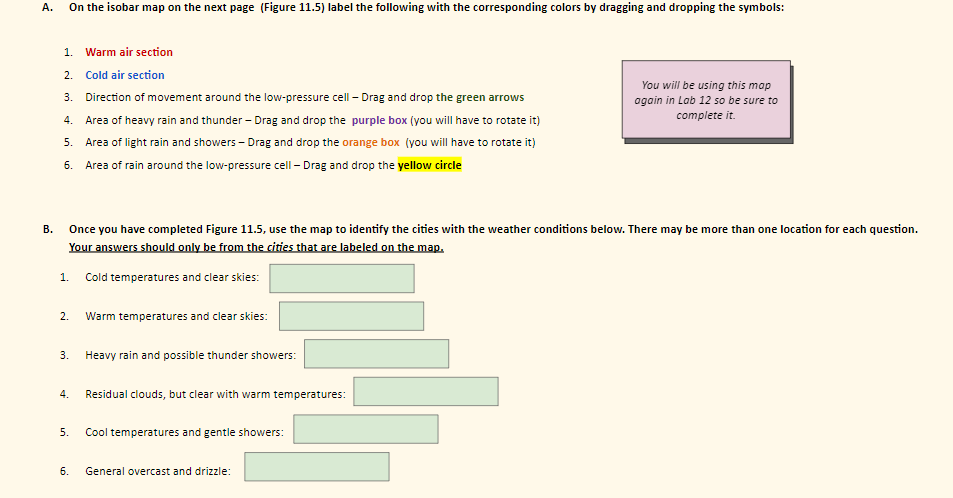 Solved Fronts and Weather Forecasting Lab 11 Materials 3 | Chegg.com