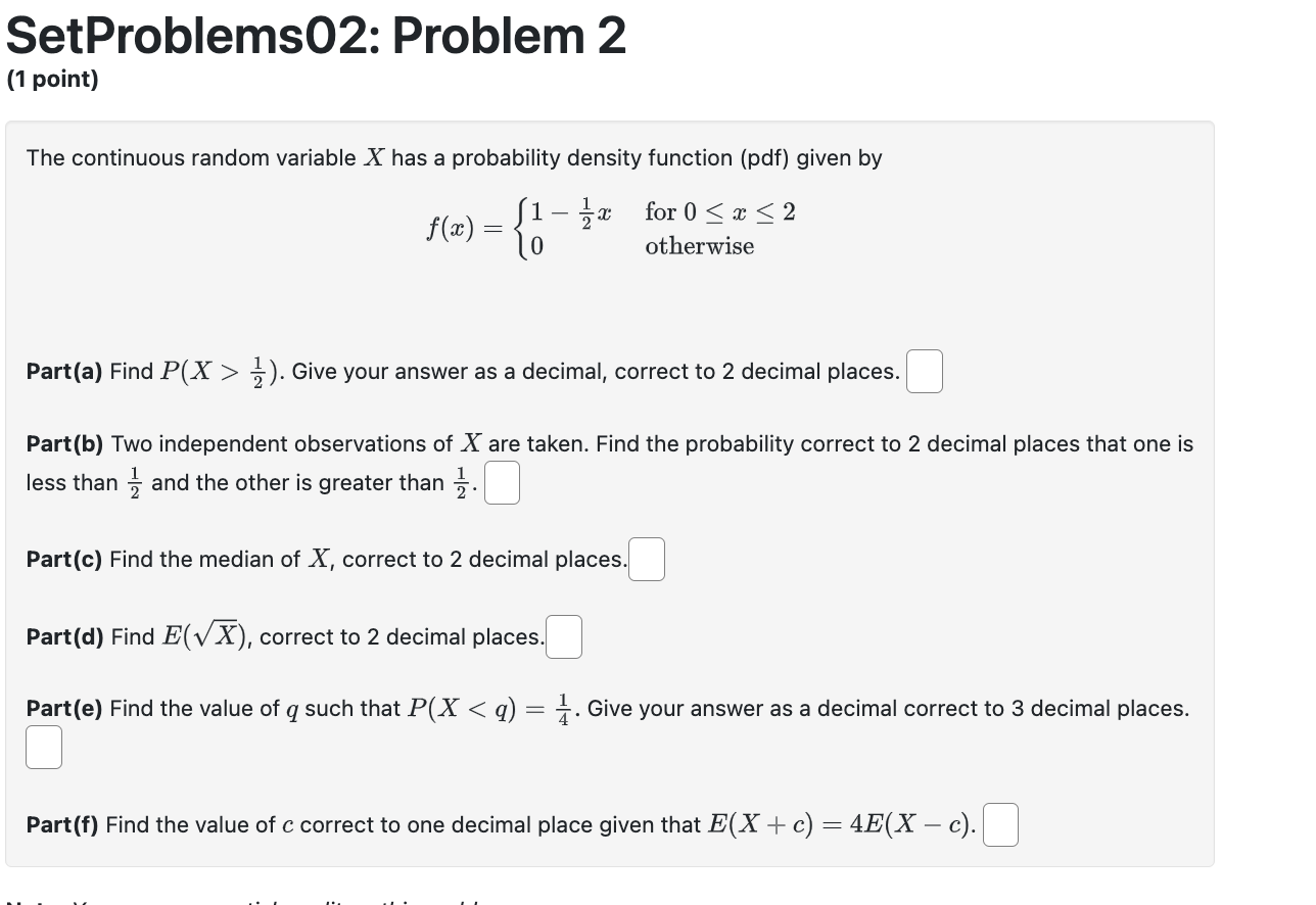 Solved SetProblems02: Problem 2 (1 point) The continuous | Chegg.com