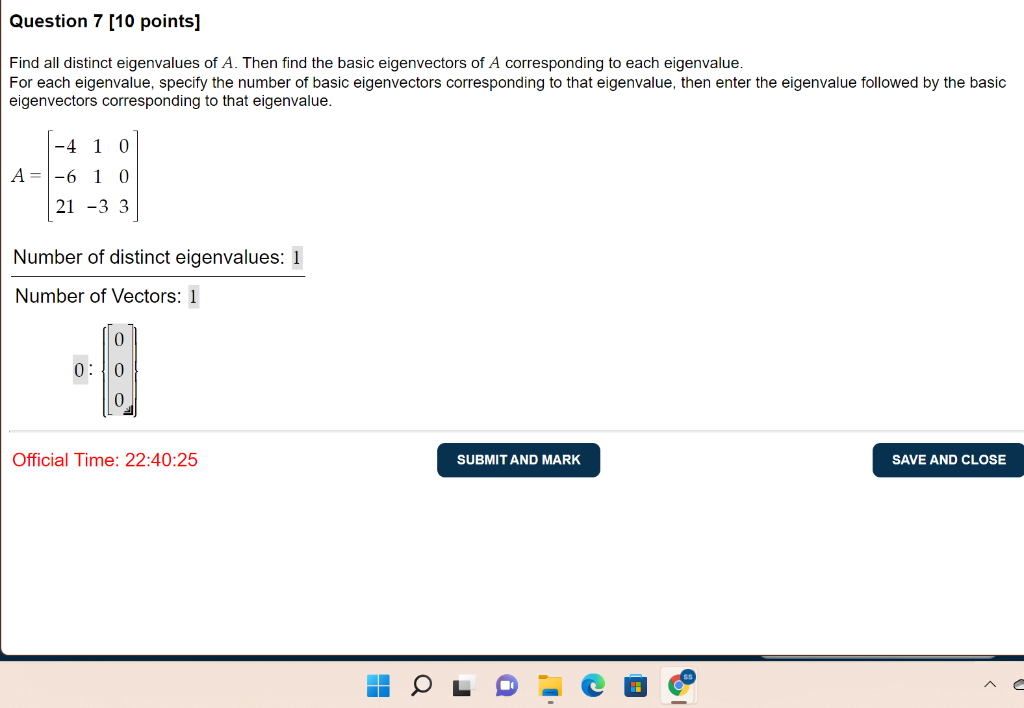 Solved Question 7 [10 points] Find all distinct eigenvalues | Chegg.com