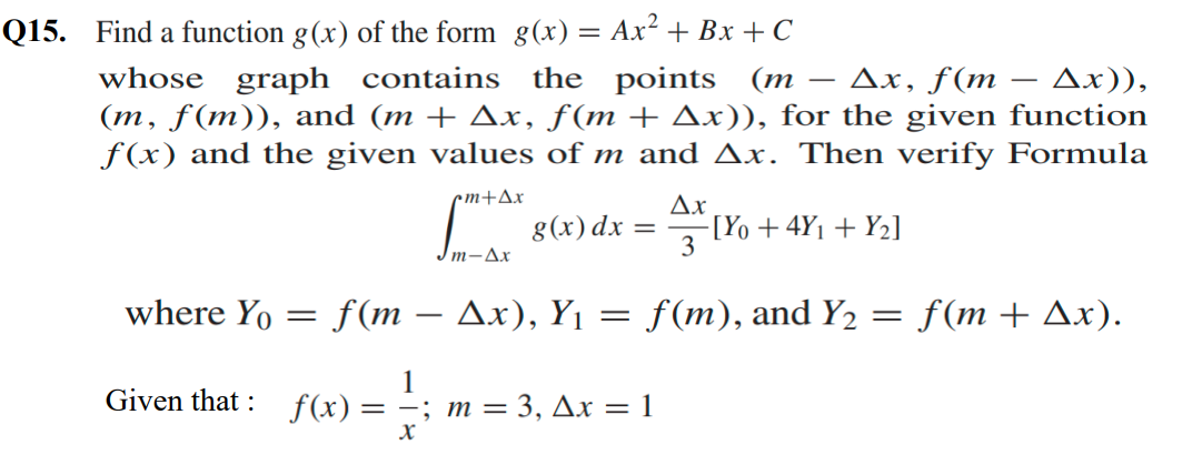 Solved 5. Find a function g(x) of the form g(x)=Ax2+Bx+C | Chegg.com