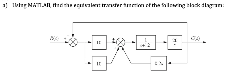 Find Transfer Function From Block Diagram Matlab Block Diagr