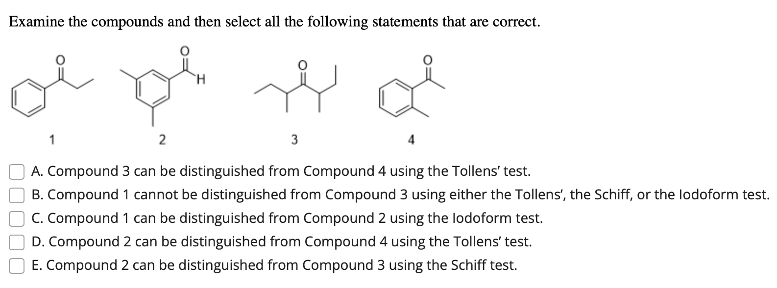 Solved Examine the compounds and then select all the | Chegg.com