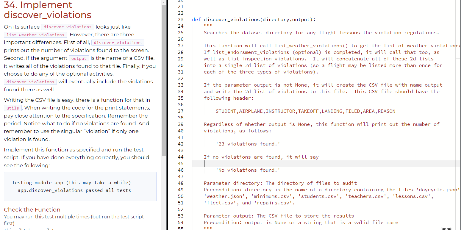 Solved Can someone help me implement discover_violations and | Chegg.com
