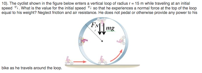 Solved 10). The cyclist shown in the figure below enters a | Chegg.com