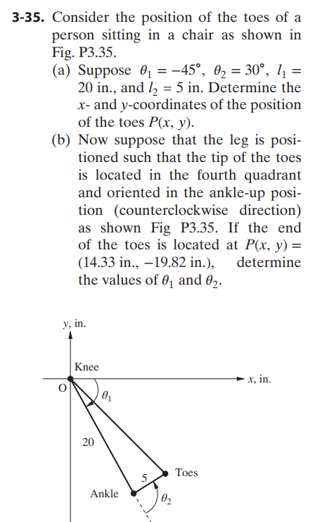 Solved 3-35. ﻿Consider the position of the toes of aperson | Chegg.com