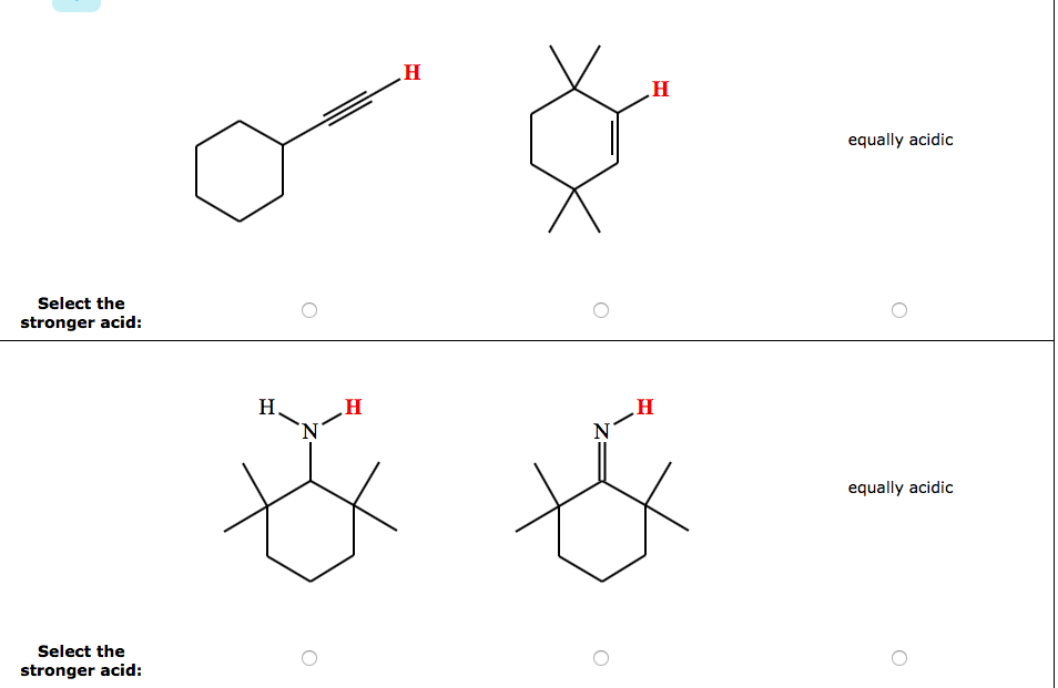 Solved In each row of the table below, select the stronger | Chegg.com