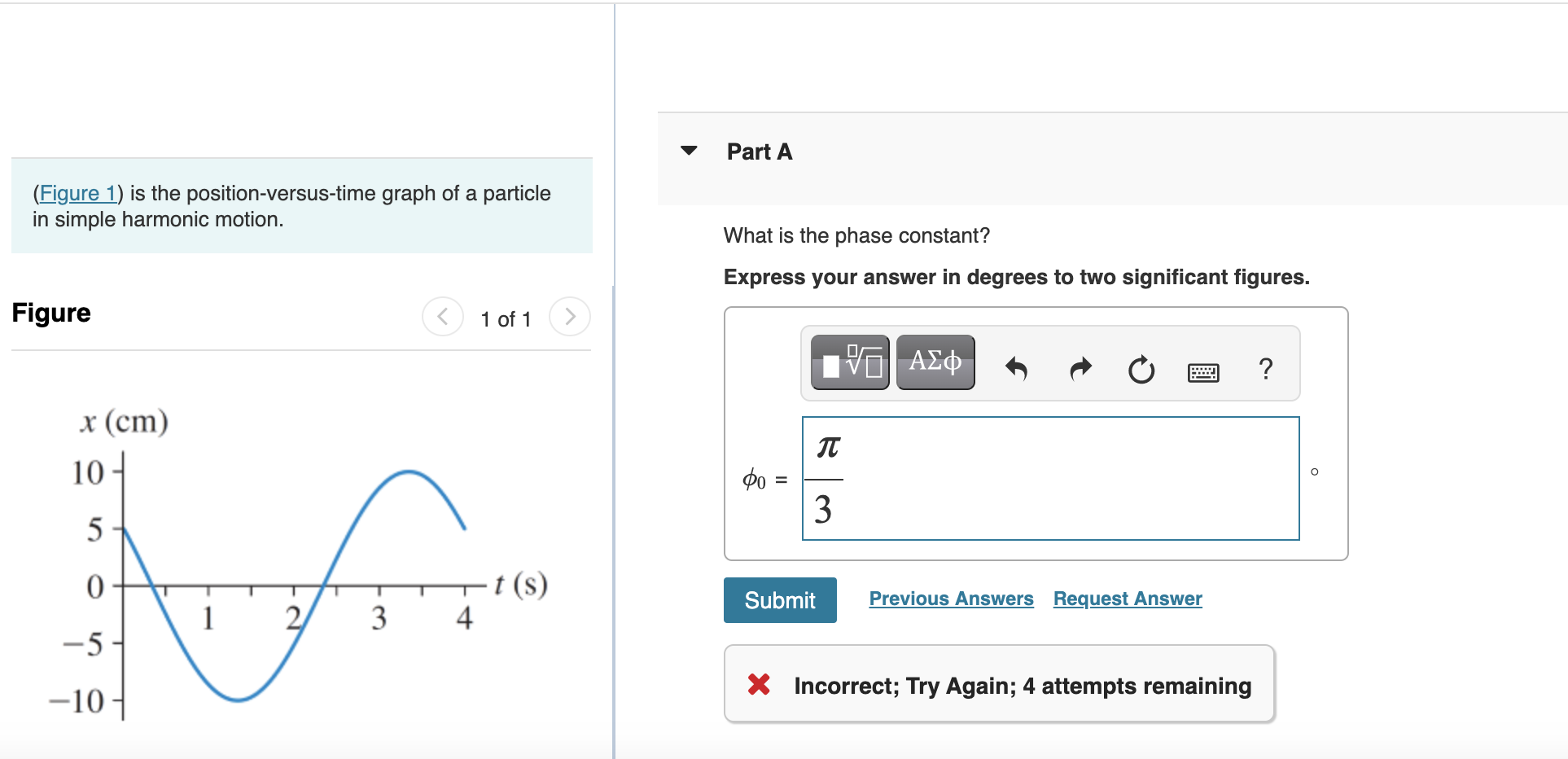Solved (Figure 1) is the position-versus-time graph of a | Chegg.com