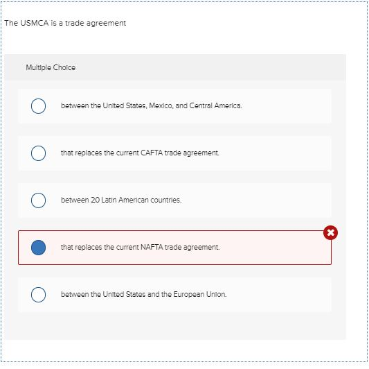 The USMCA is a trade agreement Multiple Choice | Chegg.com