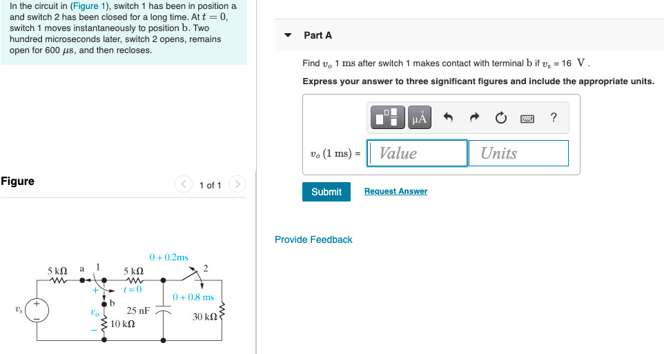 Solved In the circuit in (Figure 1), switch 1 has been in | Chegg.com