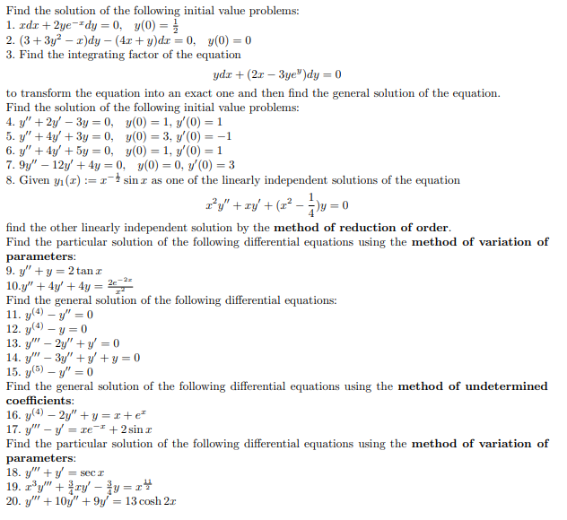 Solved Find the solution of the following initial value | Chegg.com