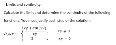 Solved - Limits and continuity. Calculate the limit and | Chegg.com