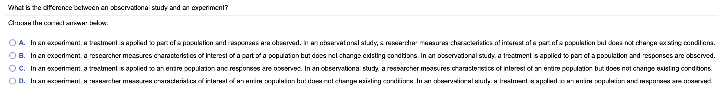 Solved What is the difference between an observational study | Chegg.com