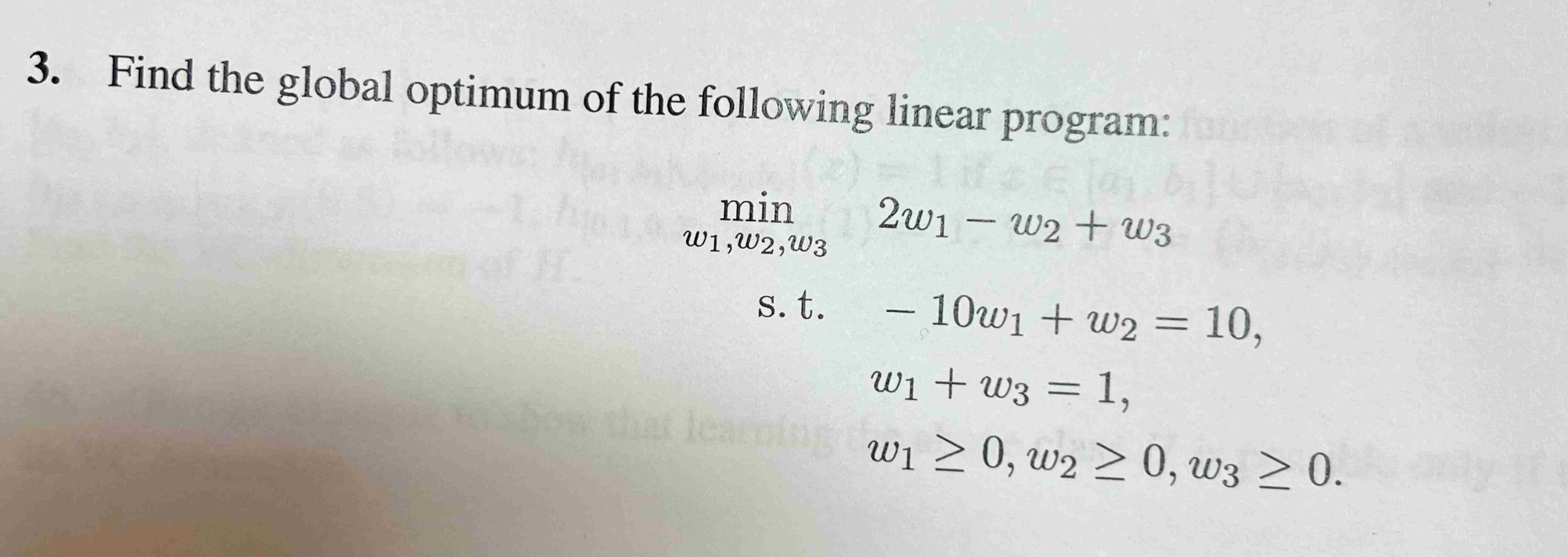 Solved Find the global optimum of the following linear | Chegg.com
