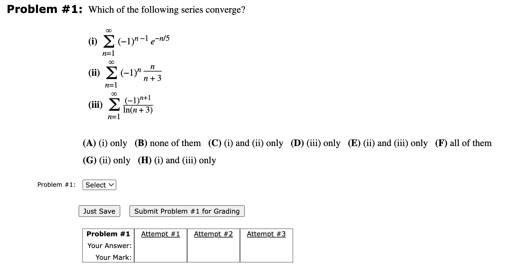 Solved Problem # 1: Which of the following series | Chegg.com