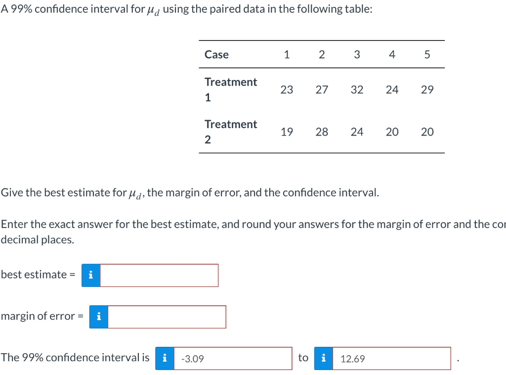 Solved Use a t-distribution to find a confidence interval | Chegg.com