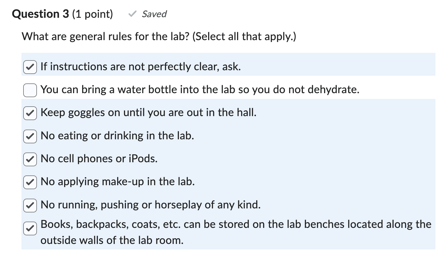 Solved What are general rules for the lab? (Select all that | Chegg.com